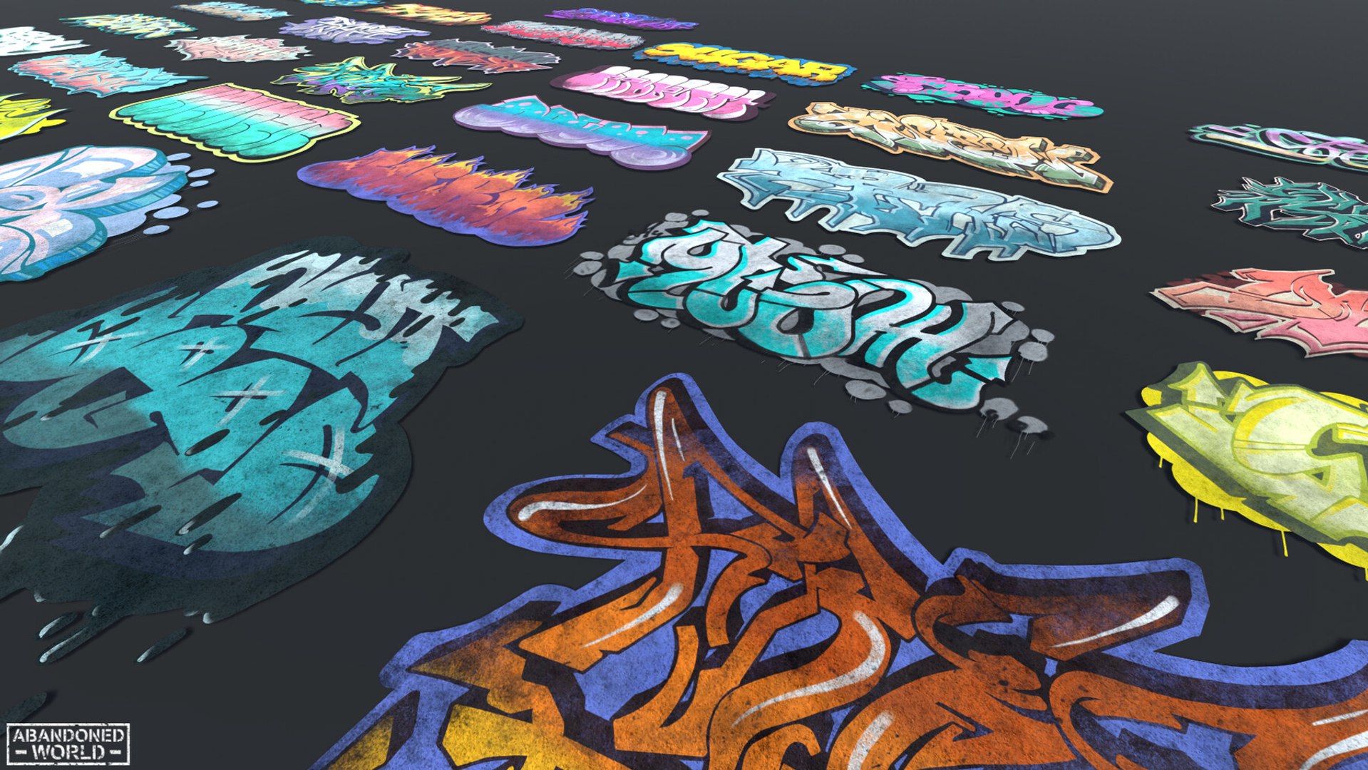 3D Graffiti Pack Decals IV For UE4 And Unity Model - TurboSquid 1861453