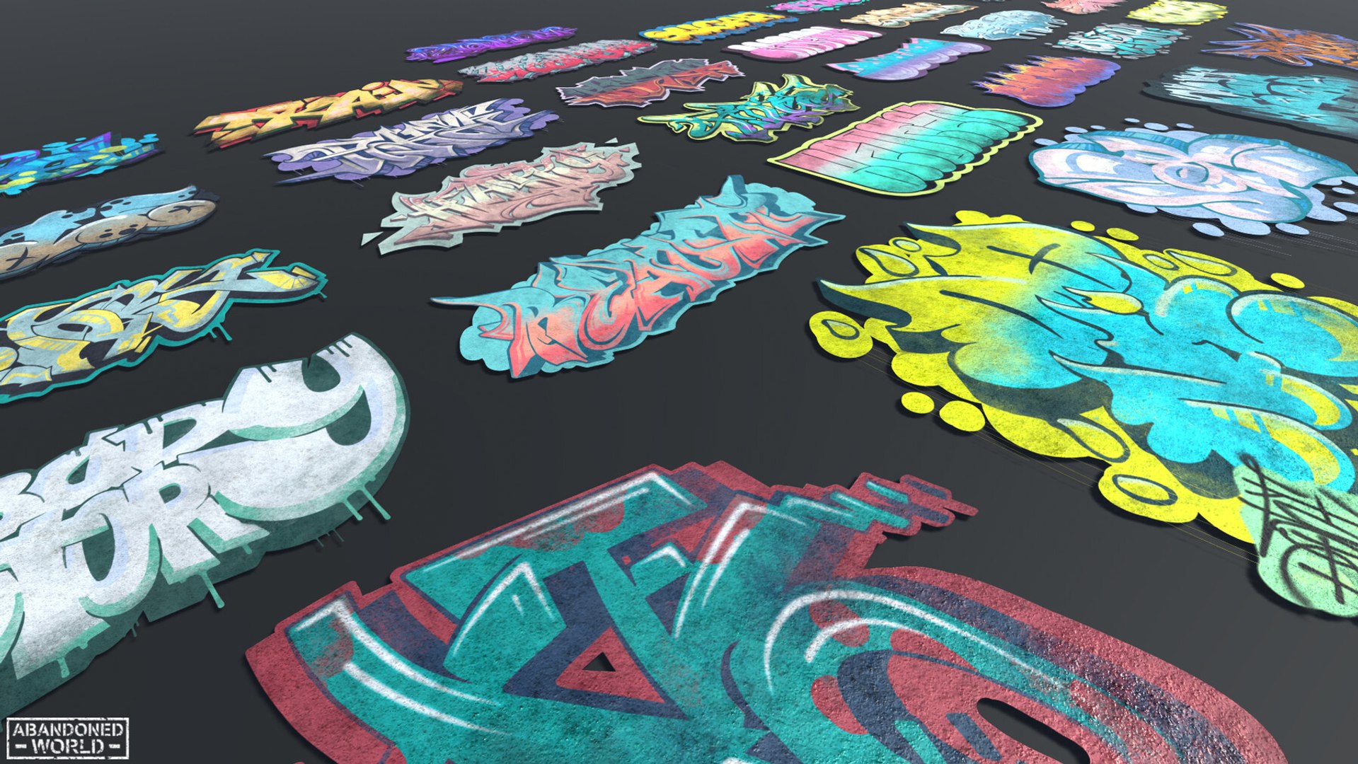 3D Graffiti Pack Decals IV For UE4 And Unity Model - TurboSquid 1861453