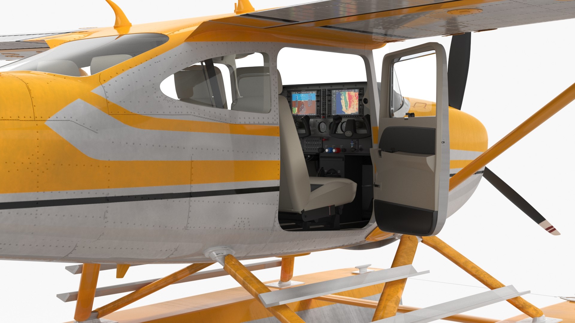 3D Cessna 182 Skylane Seaplane With Floats - TurboSquid 2303880