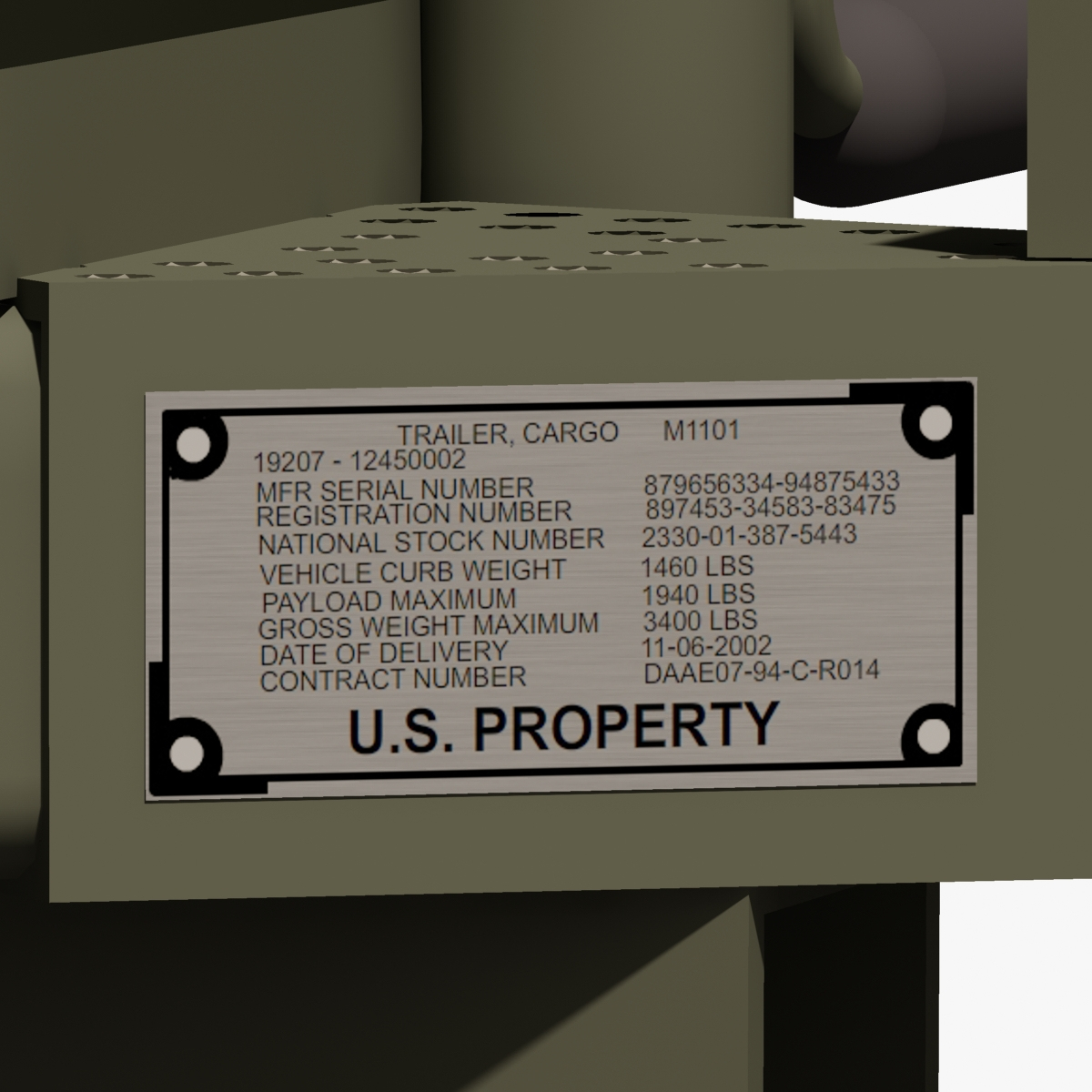 3d model m1101 cargo trailer