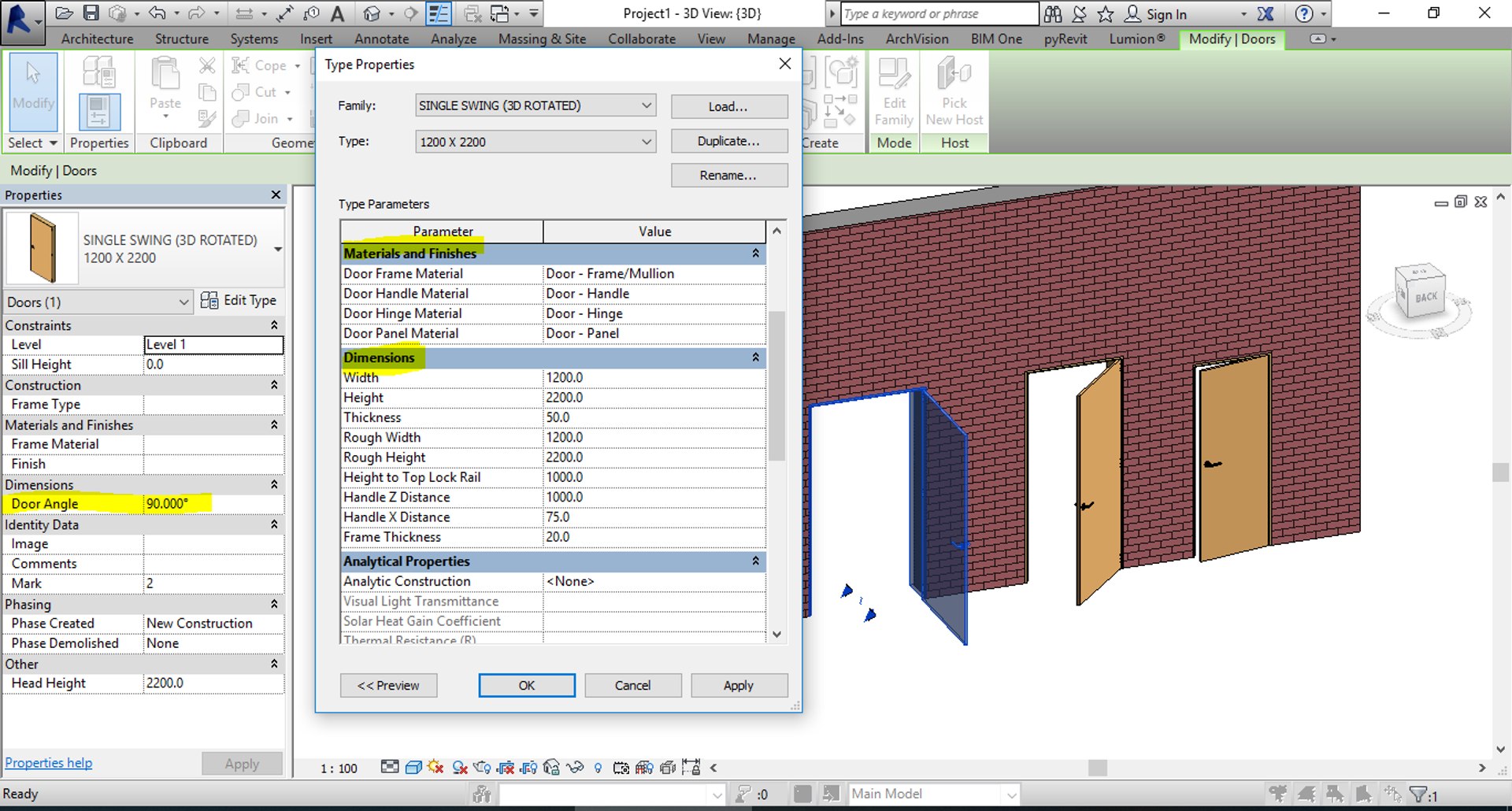 Single Door Revit Family 3D Model - TurboSquid 1381475