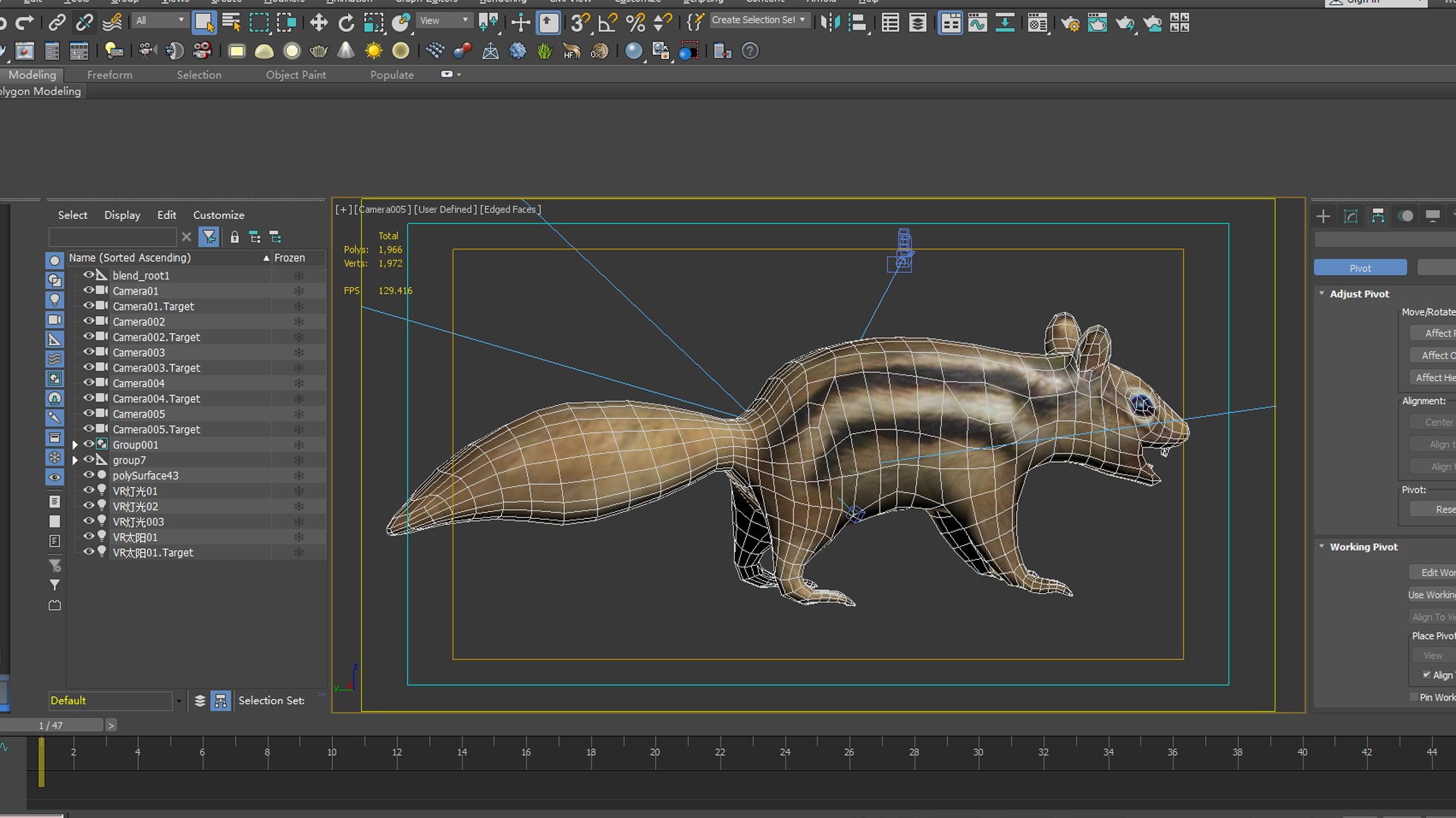 3D Quirrel Cute Animal Mammal Wildlife Little Hamster Marmot Model ...