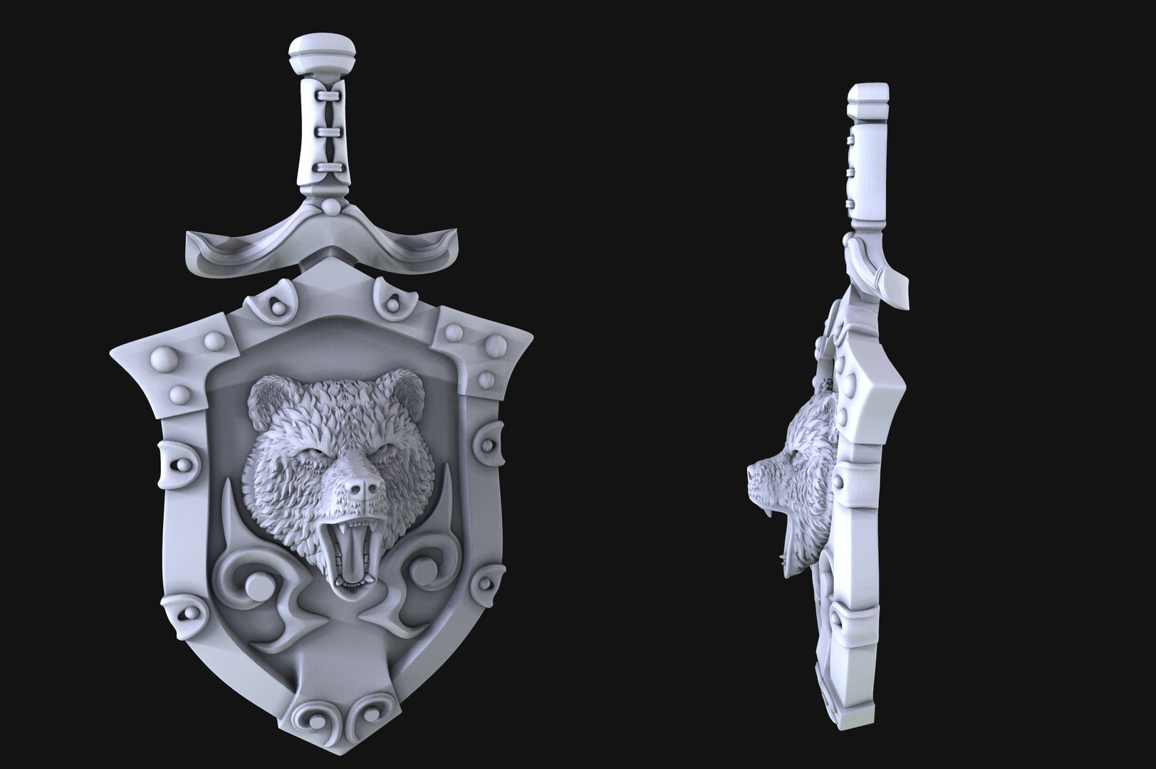 Pendant Shield Bear 3D Model - TurboSquid 1308394