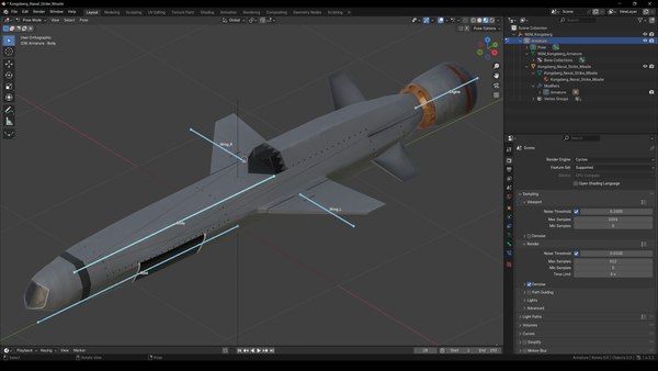 modelo 3d Misil de ataque naval NSM Kongsberg manipulado PBR - TurboSquid 2281165