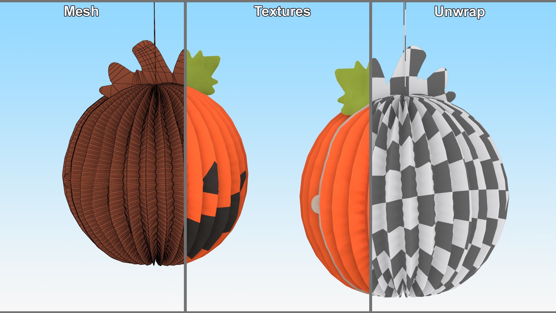 Halloween Pumpkin Paper Decorations Model - TurboSquid 2276818
