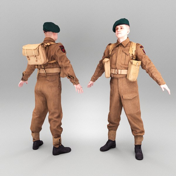 3D British army soldier in A-pose 369 - TurboSquid 1909119