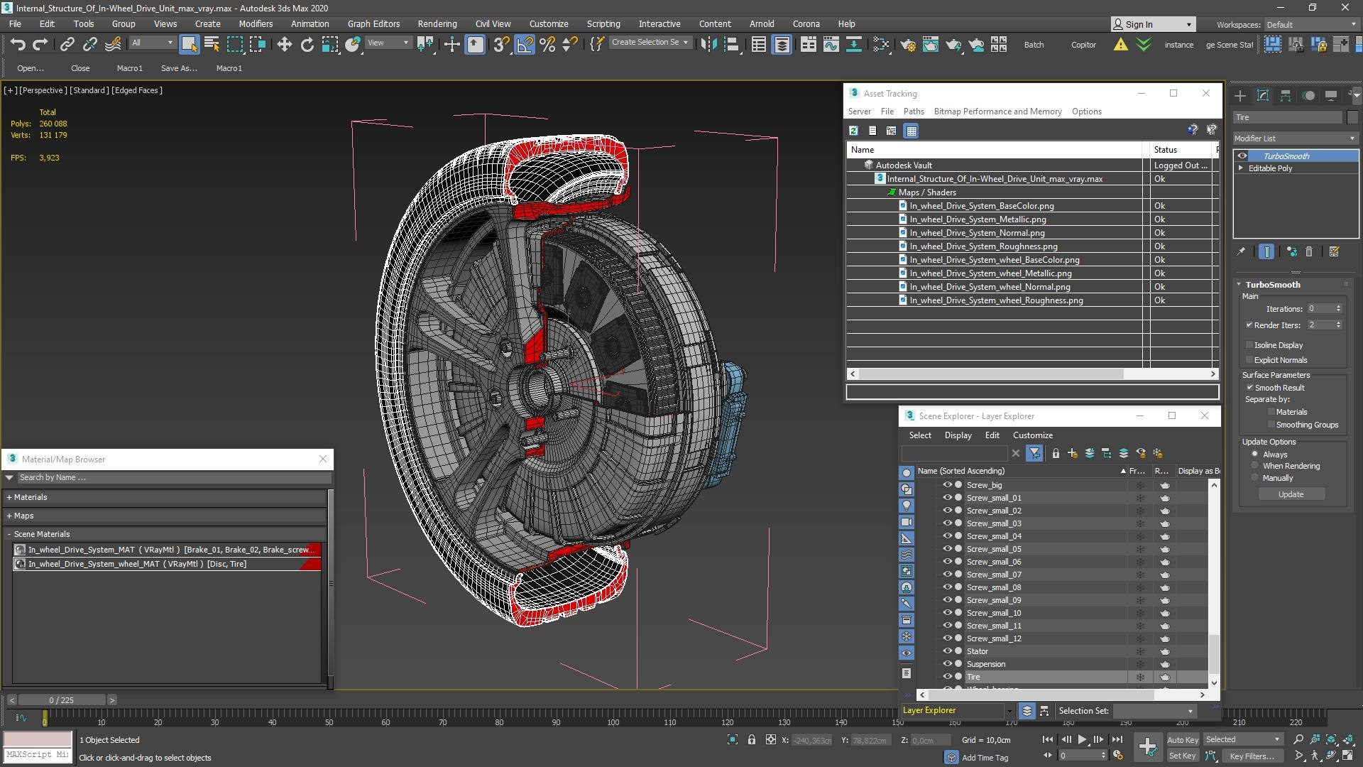3D Internal Structure Of In-Wheel Drive Unit - TurboSquid 2396063