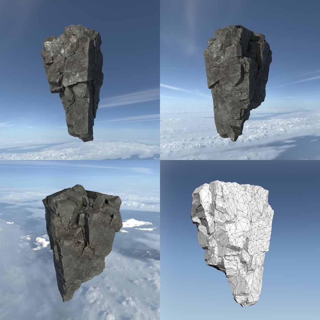 Low Poly Floating Island Rock Pack 3D - TurboSquid 2170400