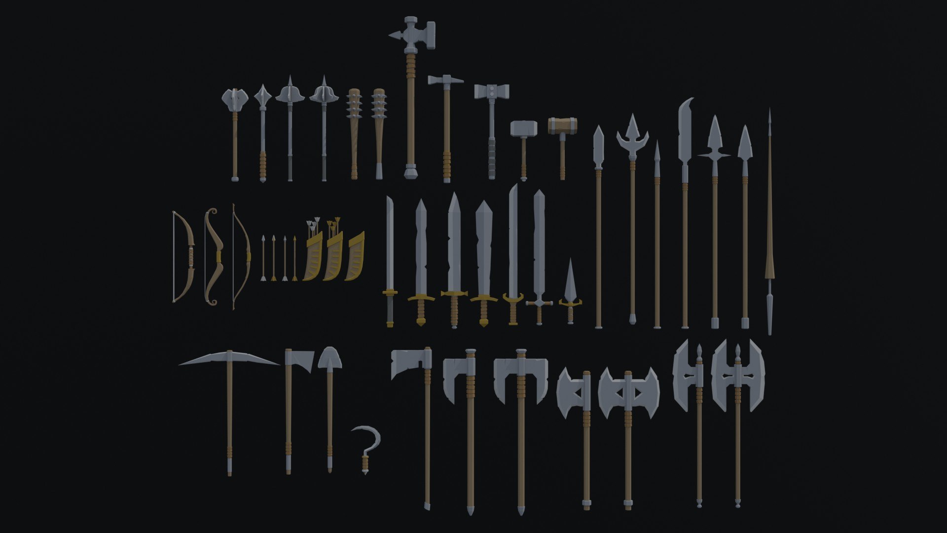 Cartoon Medieval Weapons Asset 3D - TurboSquid 1704374