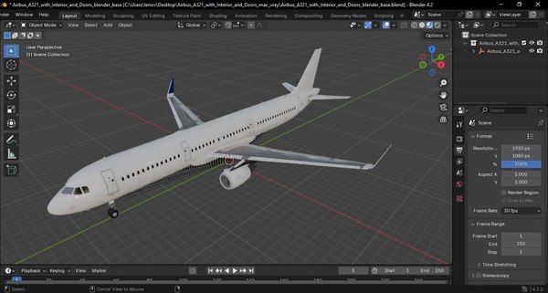modelo 3d Airbus A321 con interior y puertas - TurboSquid 2376671
