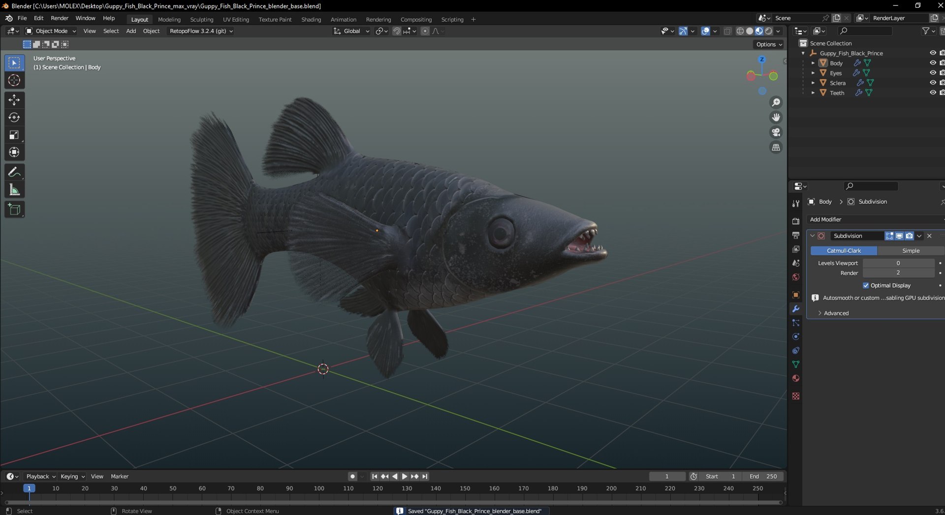 Guppy Fish Black Prince 3D - TurboSquid 2269972