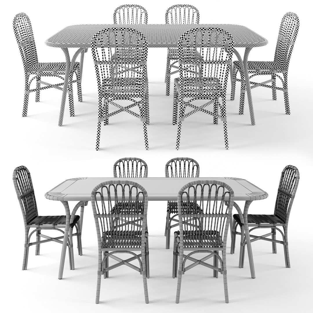 3d Rattan Table Chair Set Turbosquid 1604891