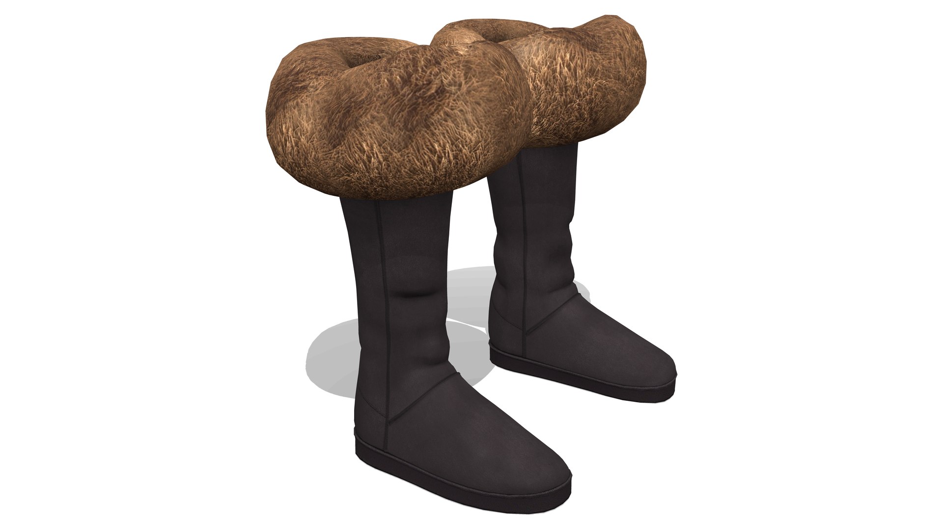 Tall Ugg Boots With Fur Trim 3D - TurboSquid 2073223