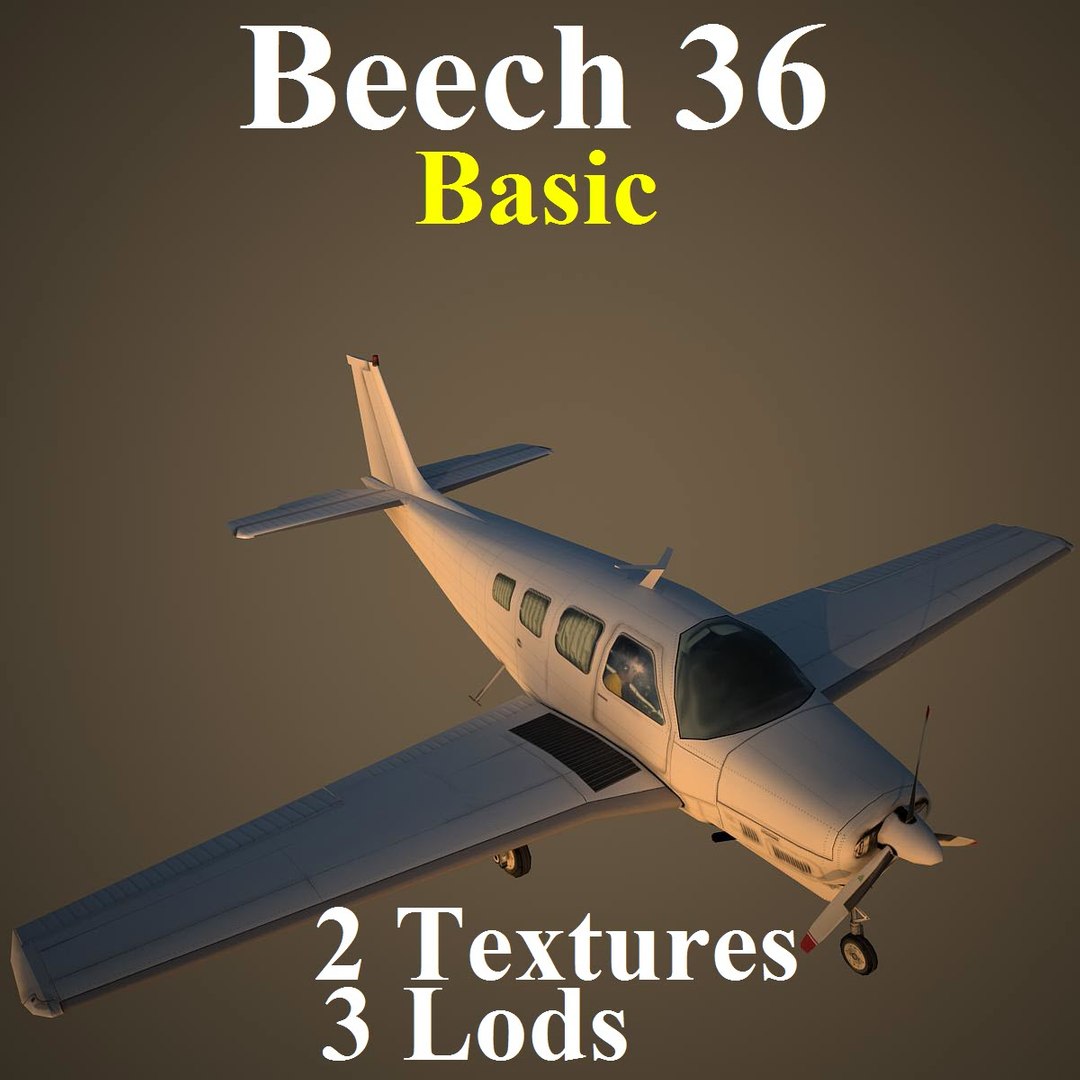 beech 36 basic aircraft 3d model