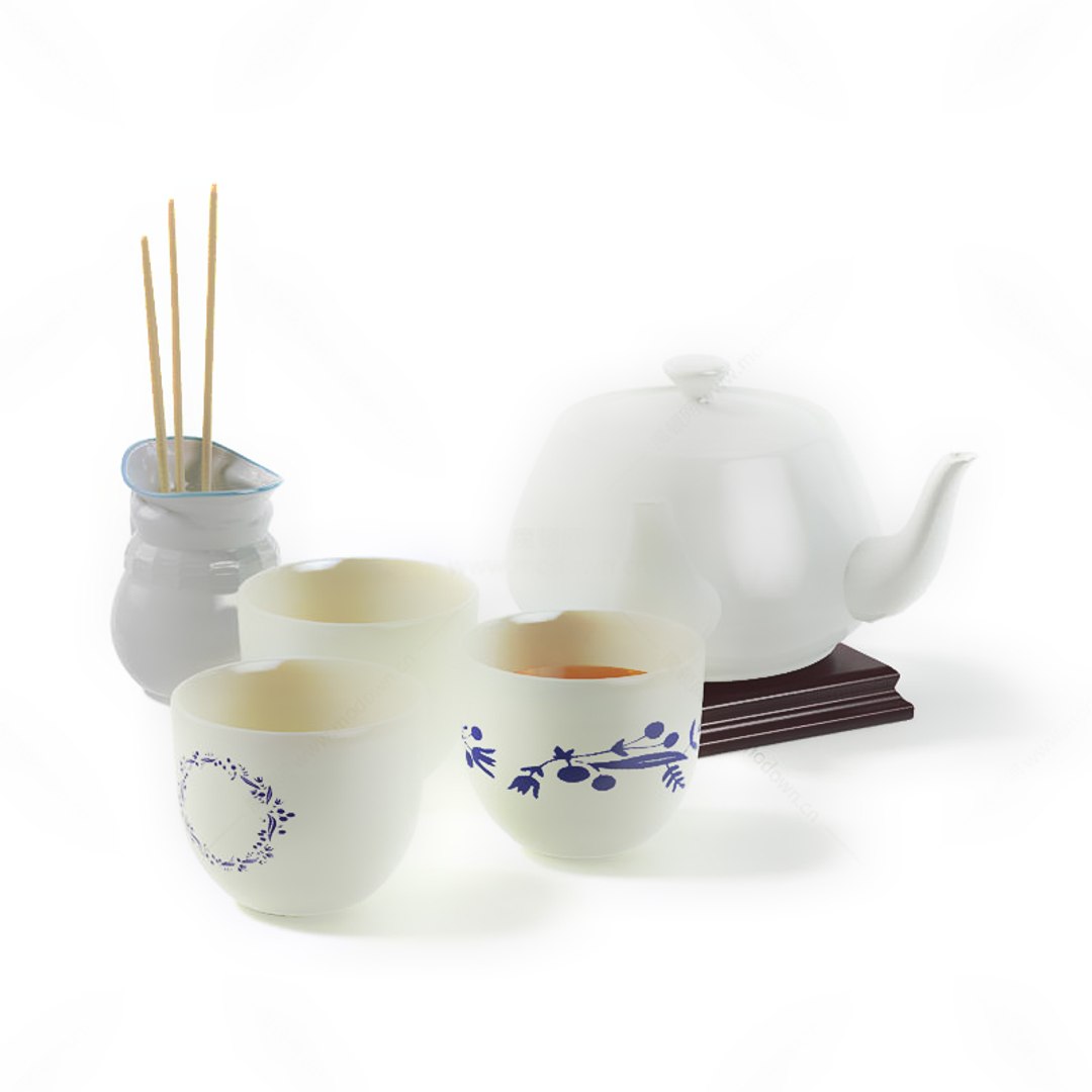 3D model Tea set Purple sand pot tea set Porcelain all kinds of Tea set ...