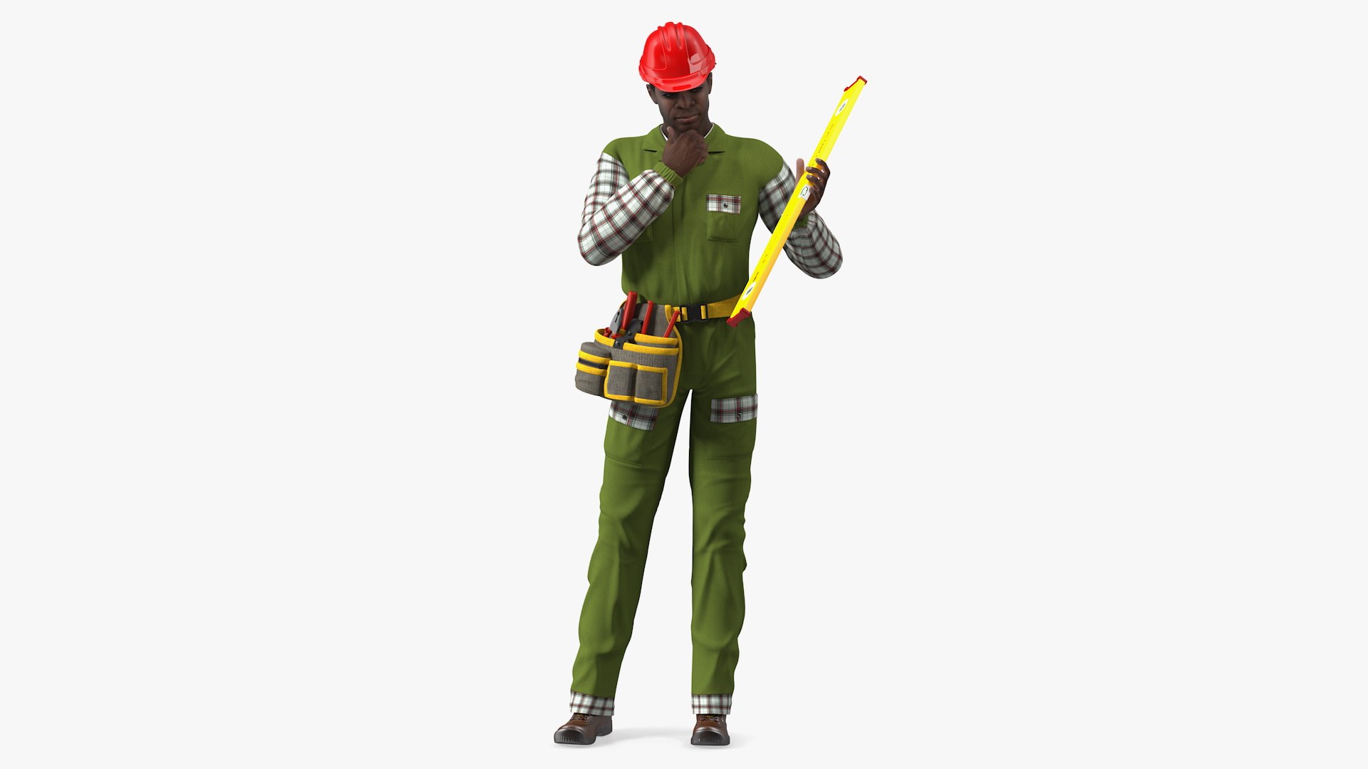 3D Dark Skinned Black Builder Standing Pose Model - TurboSquid 1755396