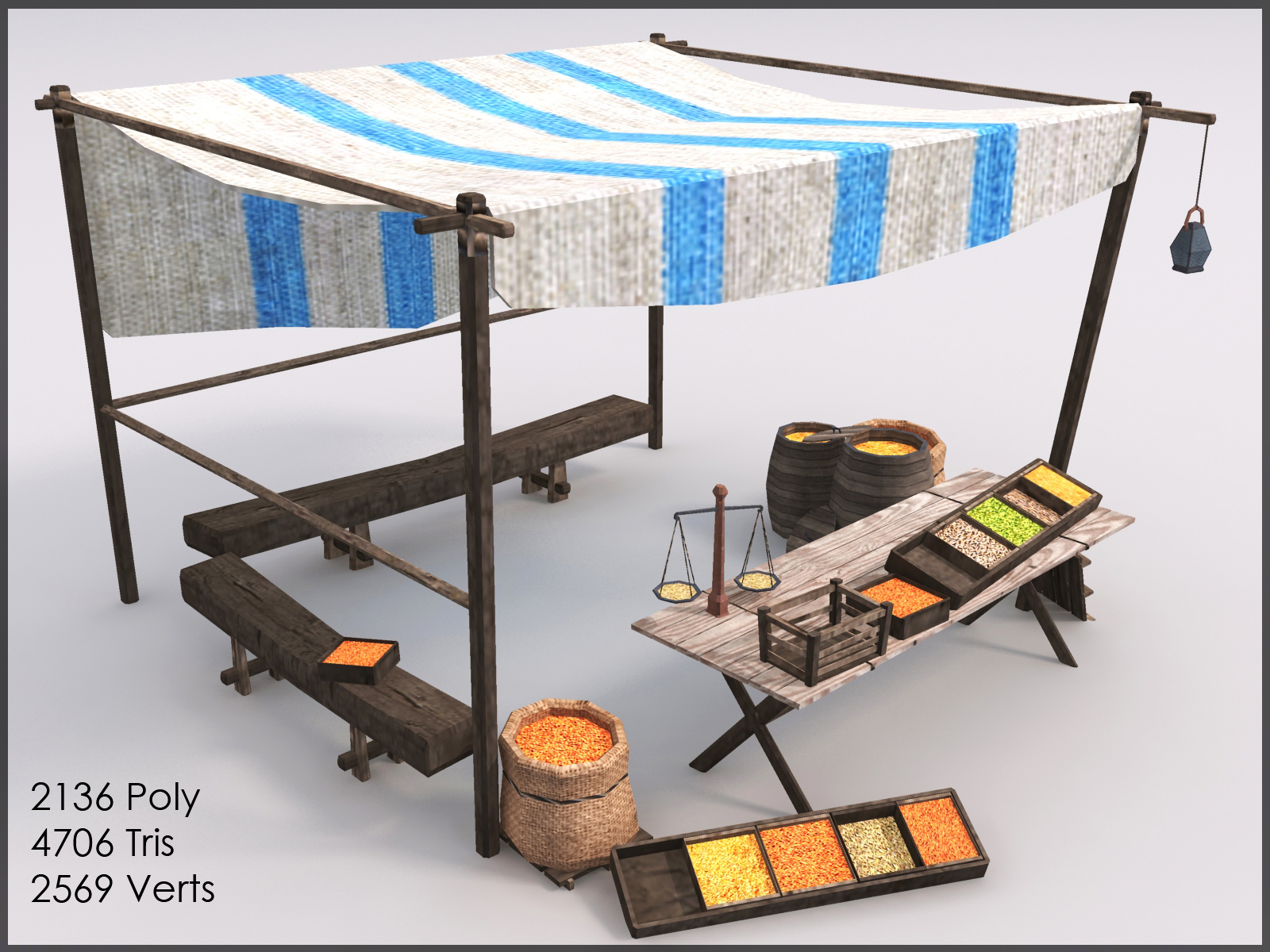 3d model market stall