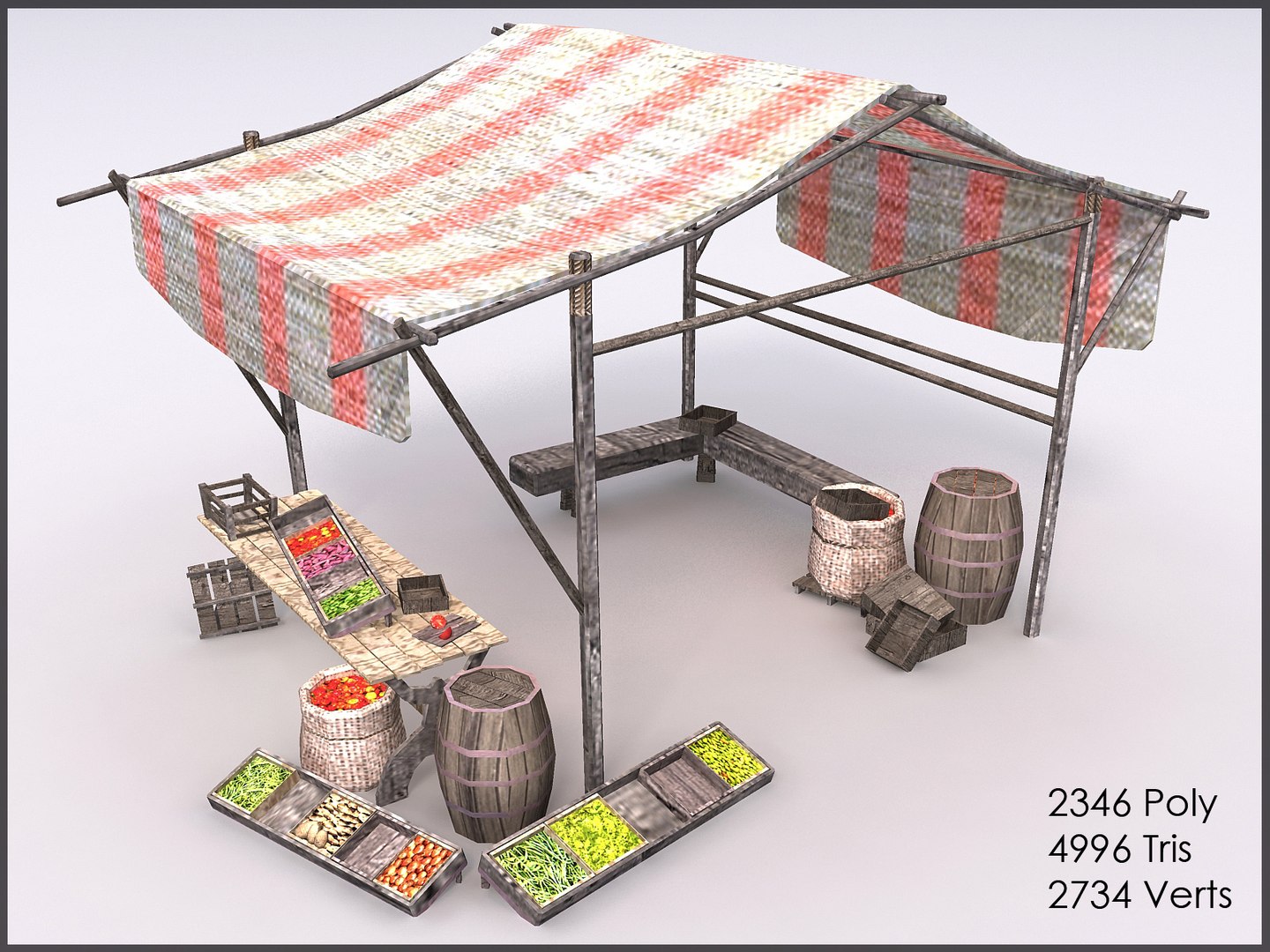 3d model market stall