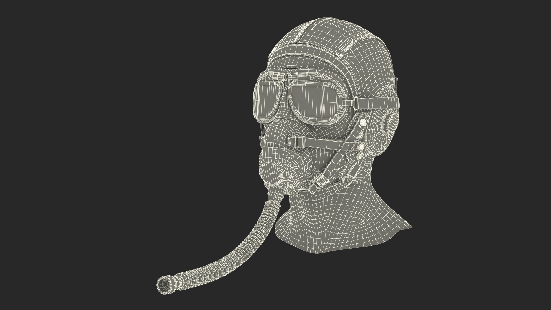 3D Retro Pilot Cap with Oxygen Mask on Mannequin - TurboSquid 2179929