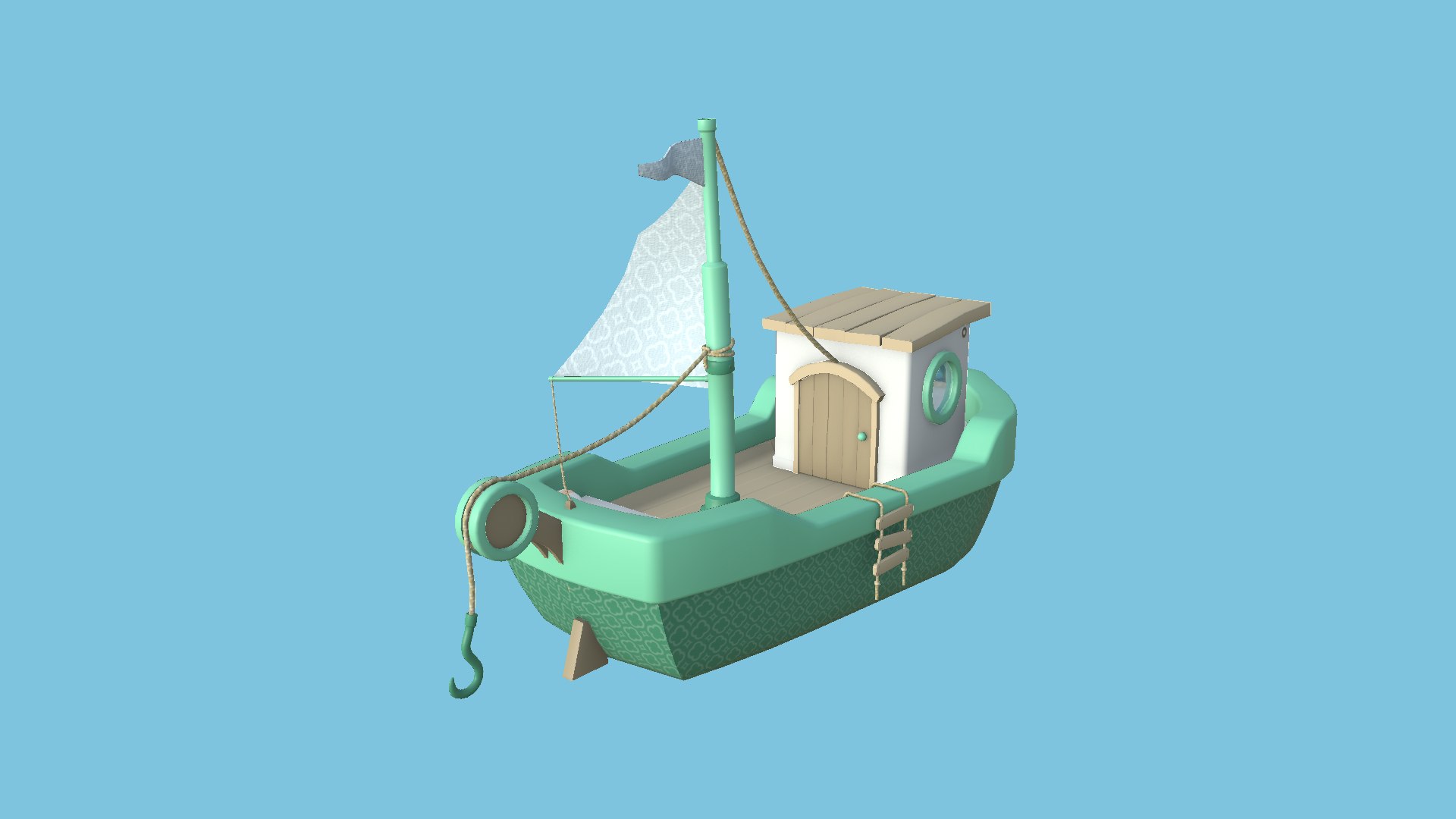 3D Cartoon Boat 01 Green - Low Poly Ship - TurboSquid 1763592