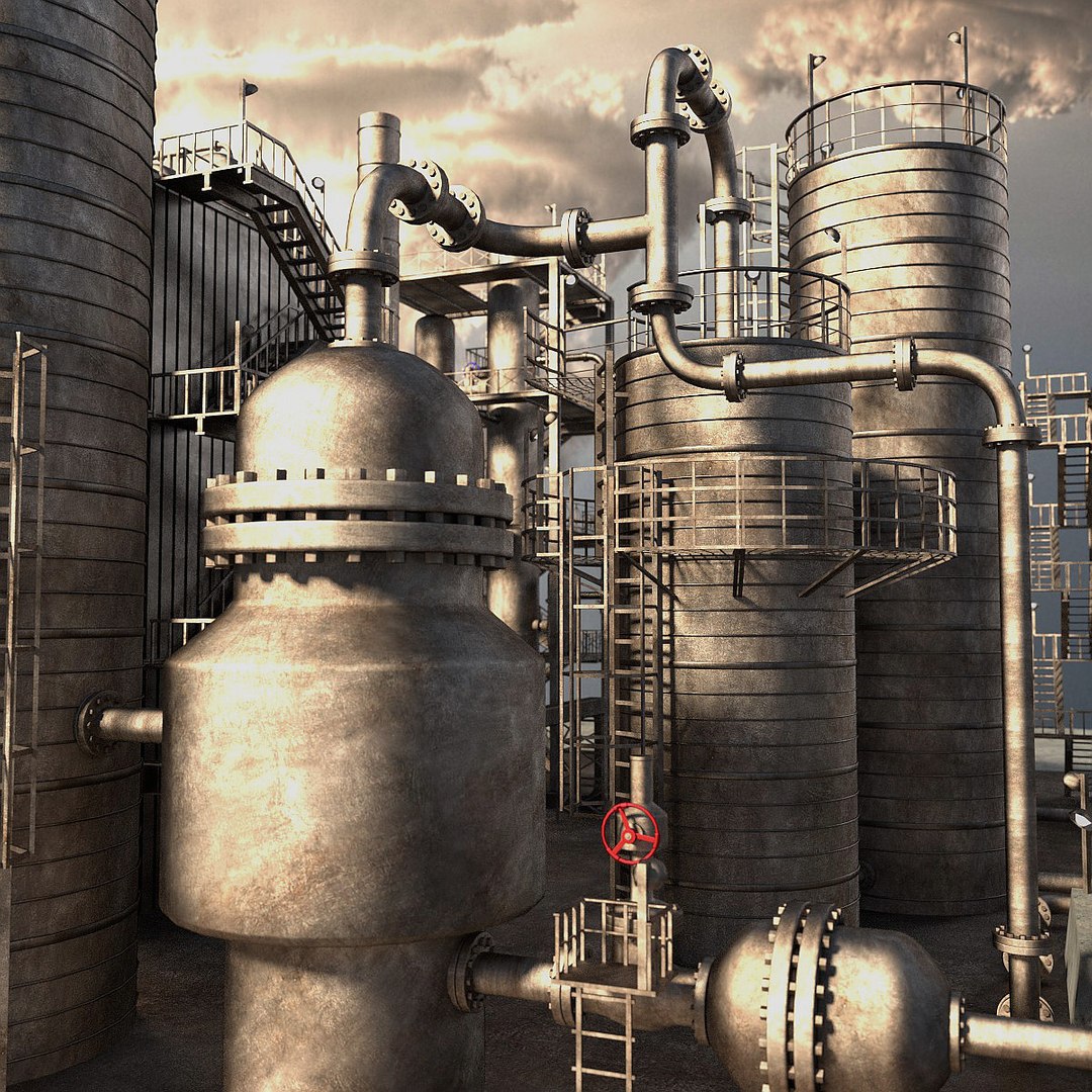 3d 3ds Rusty Oil Refinery