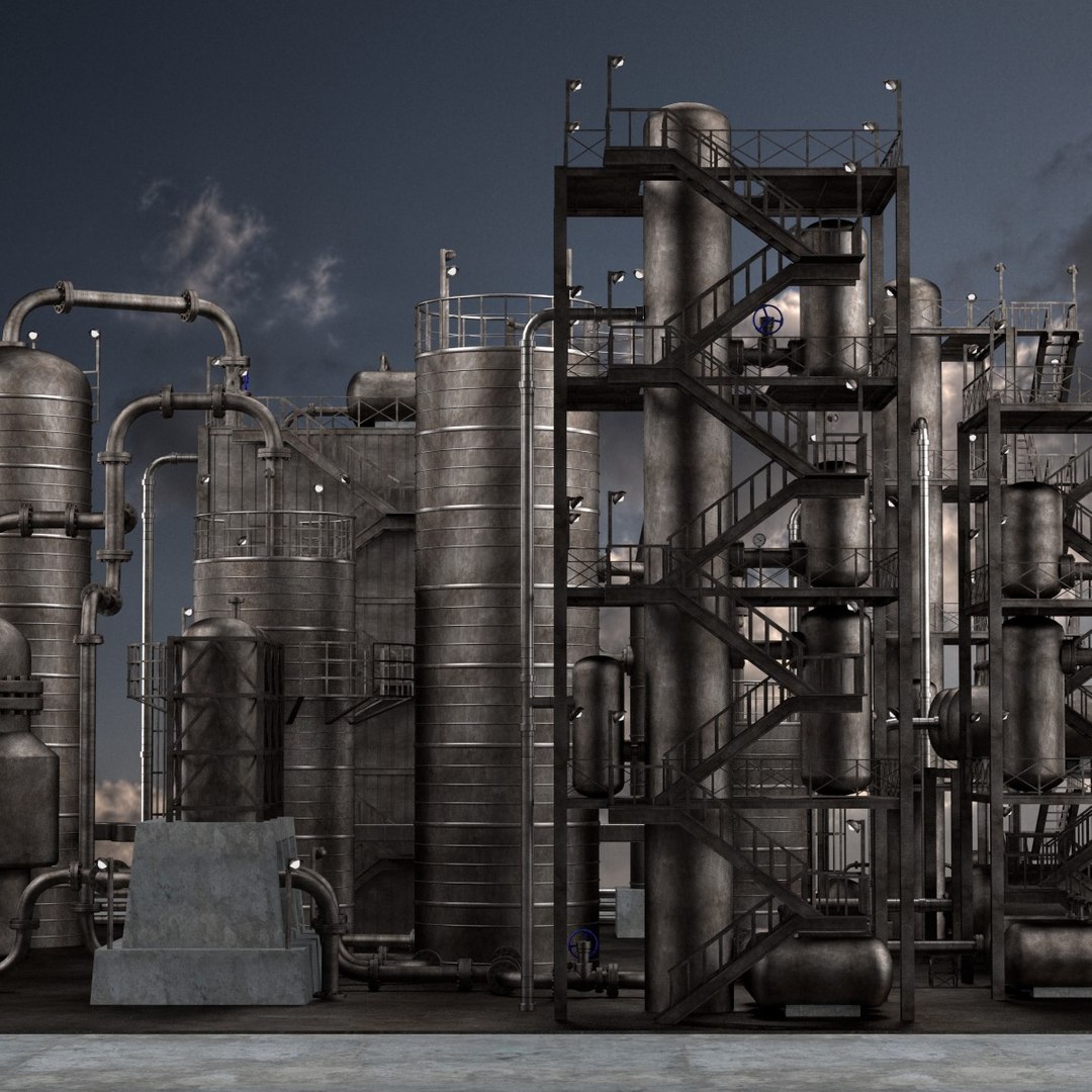 3d 3ds Rusty Oil Refinery