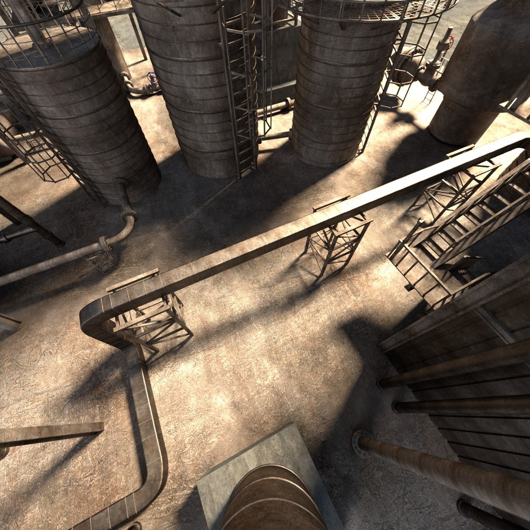 3d 3ds Rusty Oil Refinery
