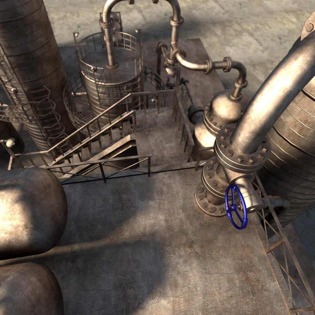 3d 3ds Rusty Oil Refinery