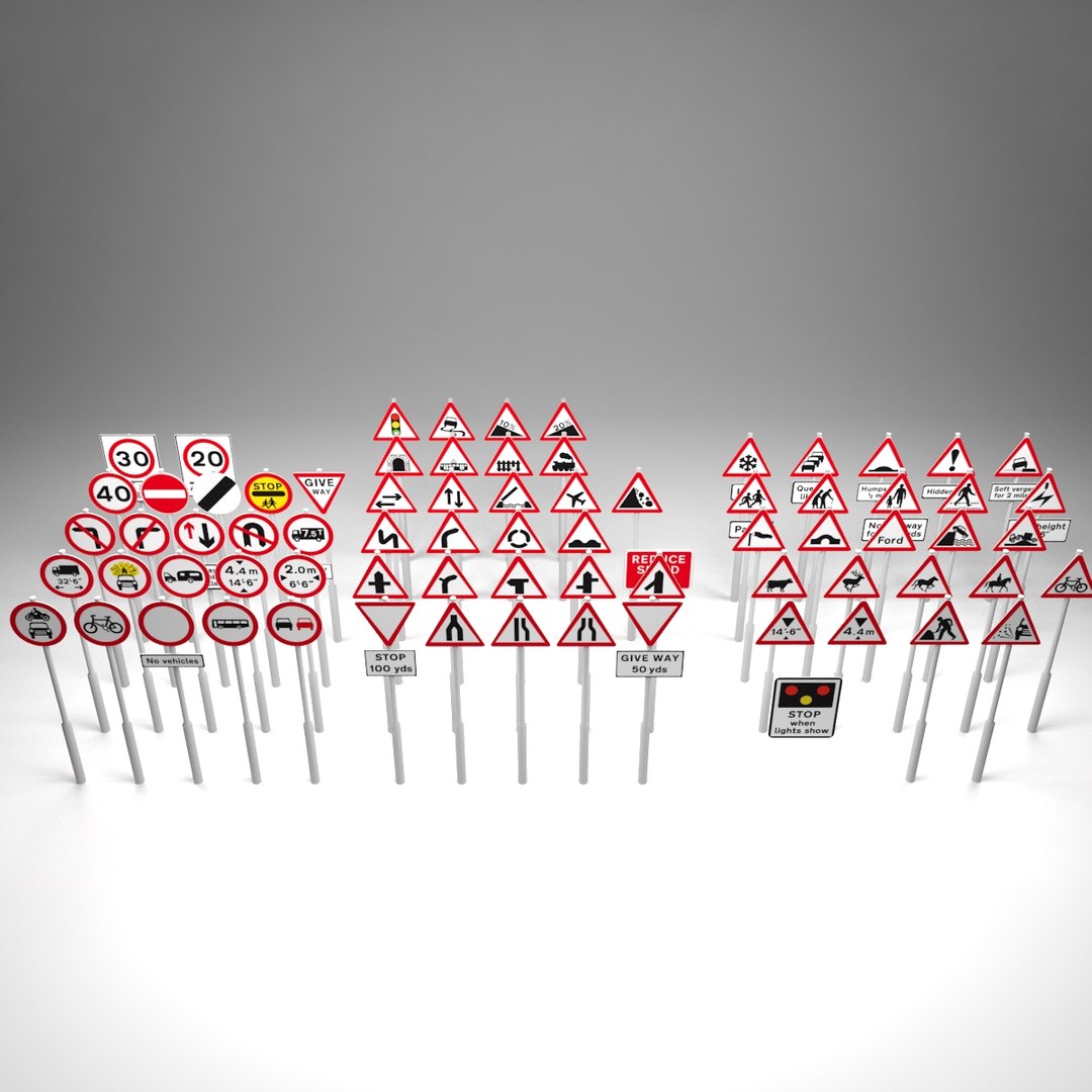 3d Model Uk Traffic Sign 1
