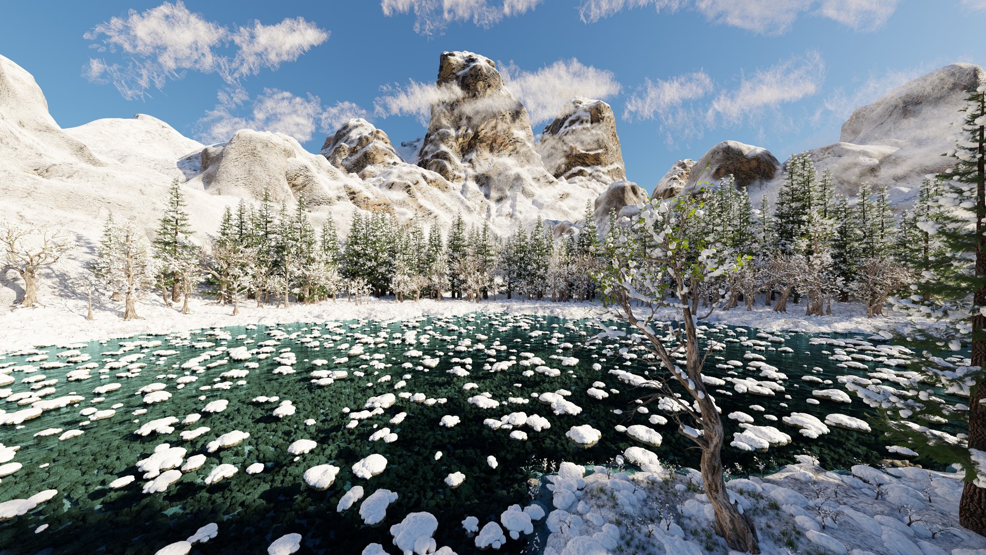 Snow Landscape Scene 3D Model - TurboSquid 1911907