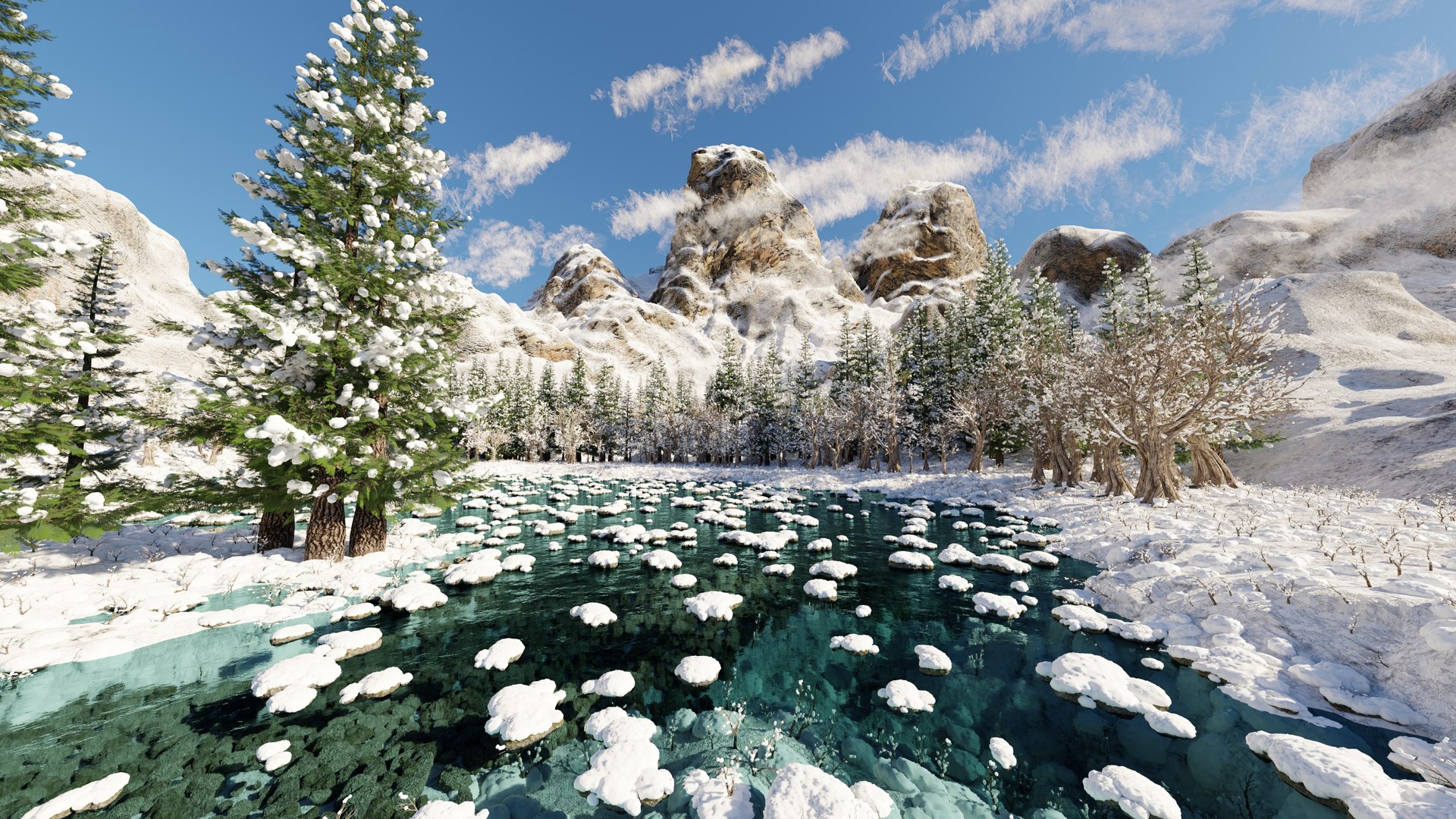Snow Landscape Scene 3D Model - TurboSquid 1911907