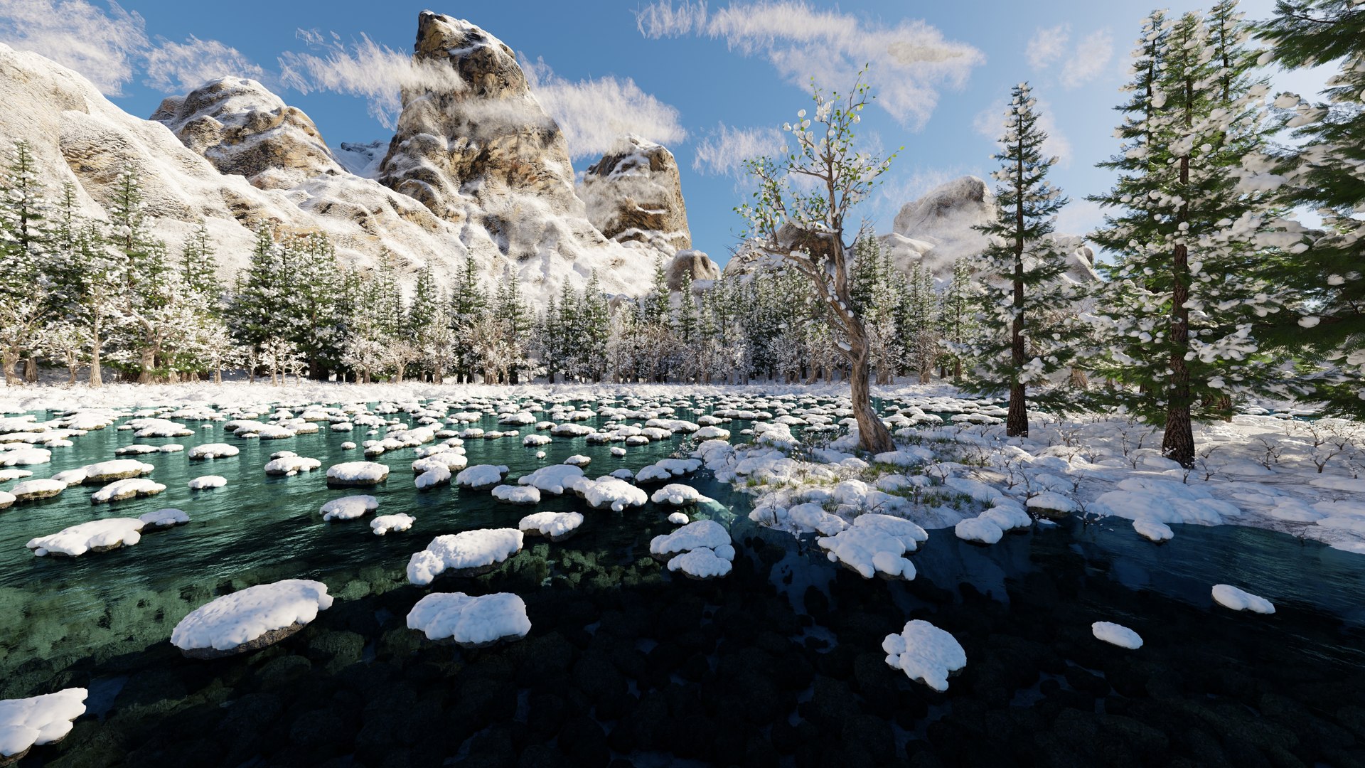 Snow Landscape Scene 3D Model - TurboSquid 1911907
