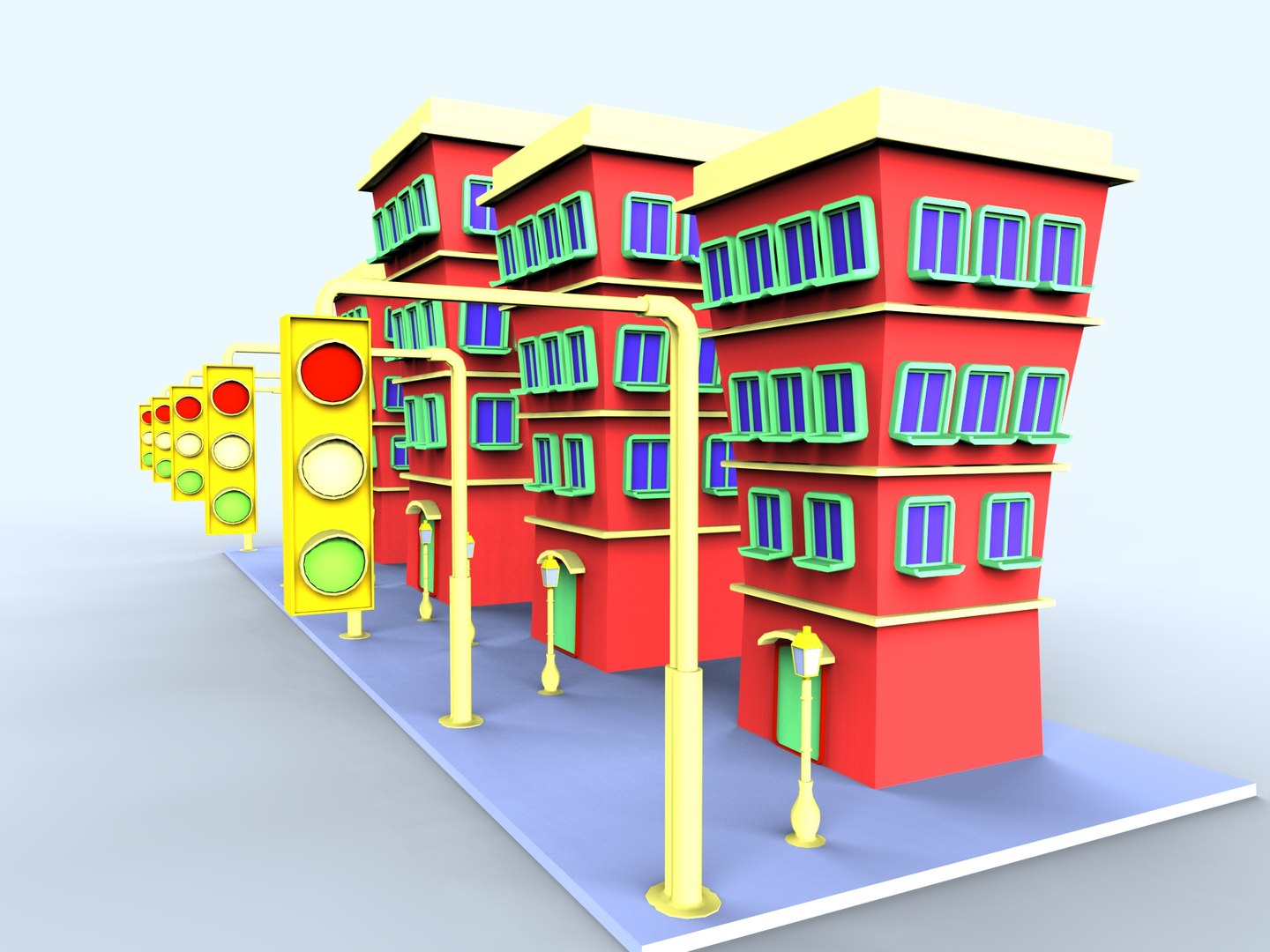 3d 3ds colorfull cartoon building