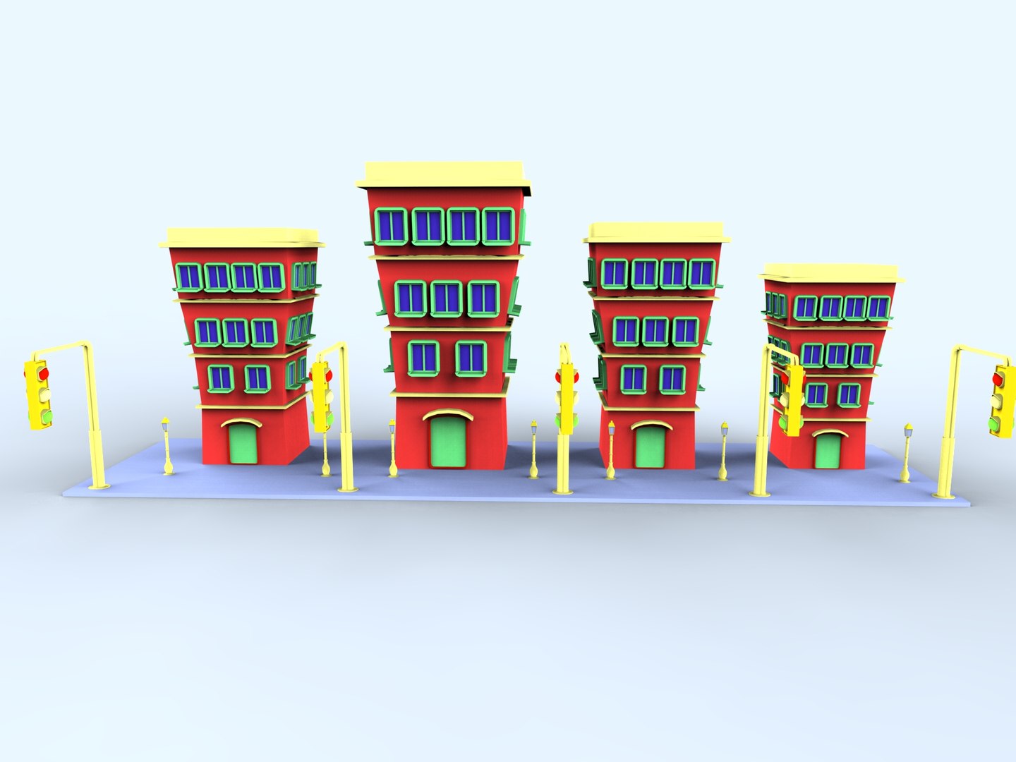 3d 3ds colorfull cartoon building