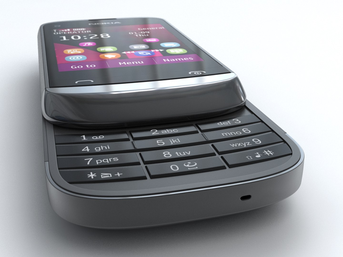 3d Nokia C2-02 Mobile Phone