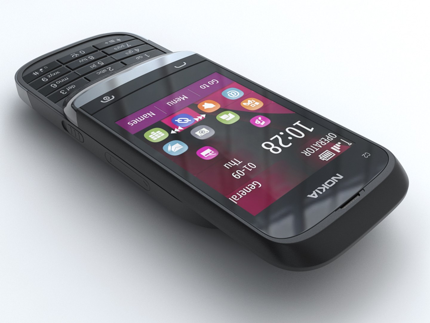 3d Nokia C2-02 Mobile Phone