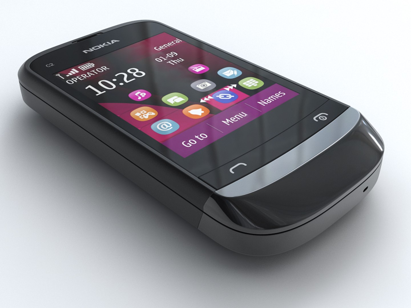 3d Nokia C2-02 Mobile Phone