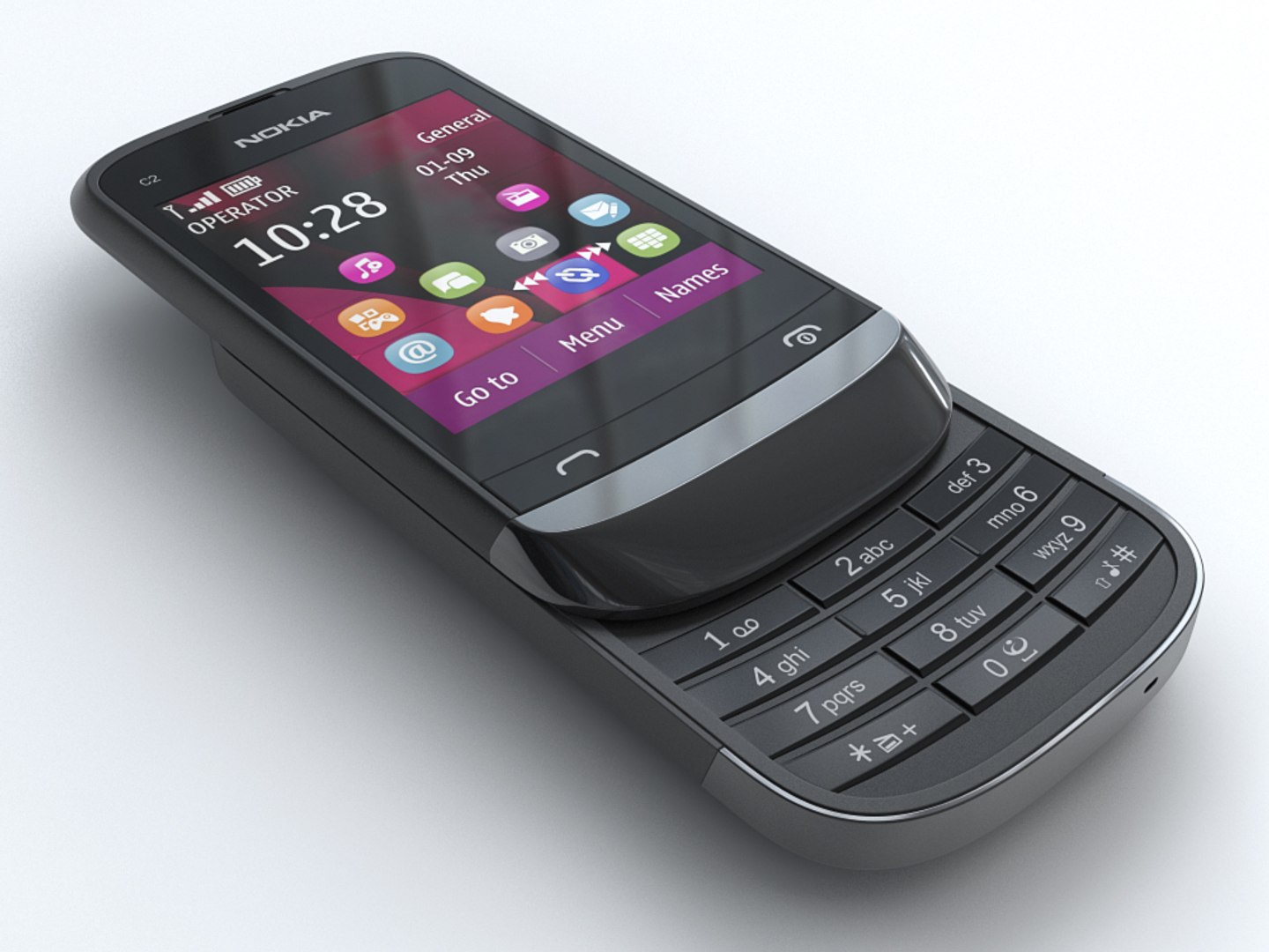 3d Nokia C2-02 Mobile Phone