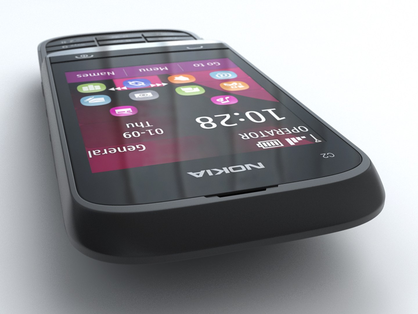 3d Nokia C2-02 Mobile Phone