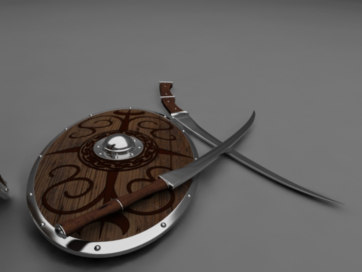 rhomphaia romphaia swords shield 3d ma