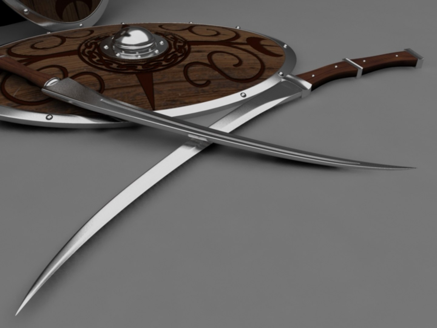 rhomphaia romphaia swords shield 3d ma