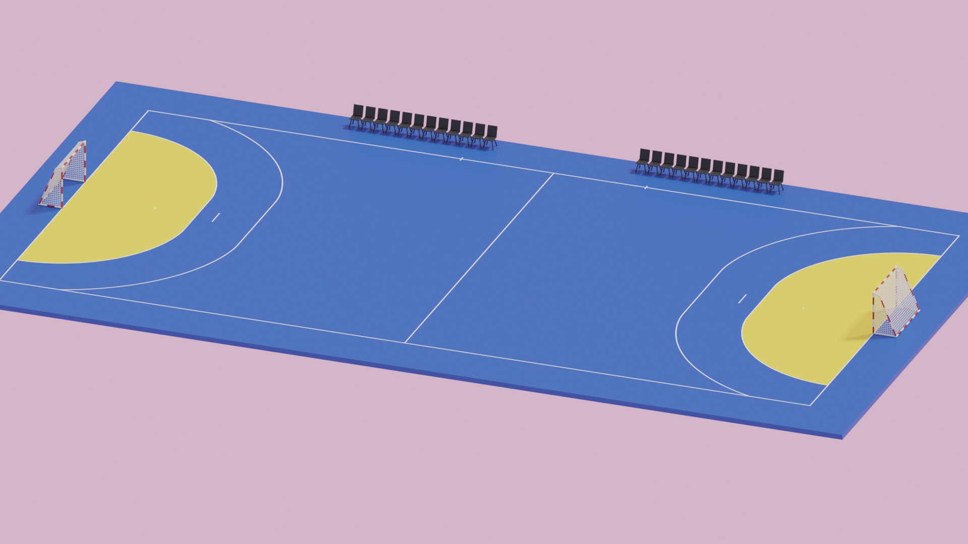 3D Cartoon Handball Court Arena Model - TurboSquid 2233954