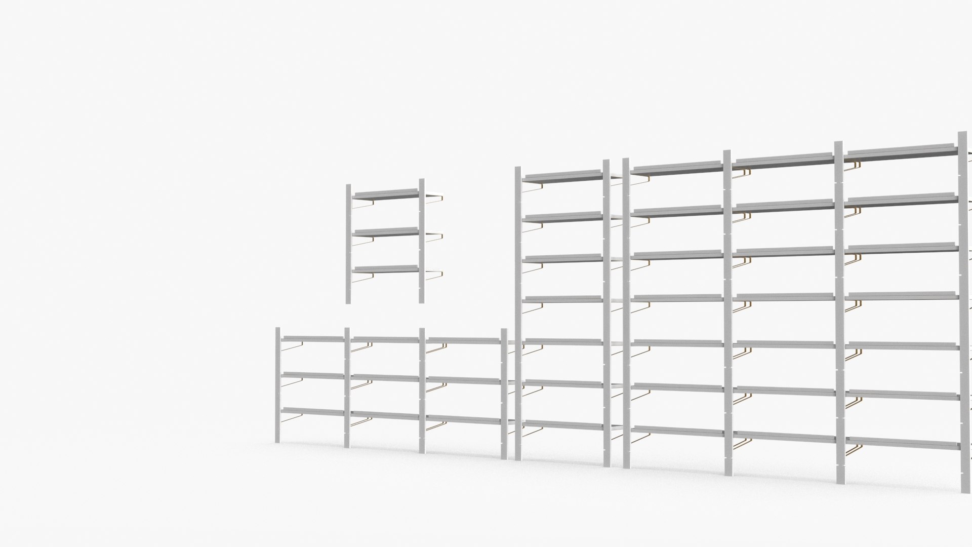 White Modular Wall Shelf Collection 3D Model - TurboSquid 2232455