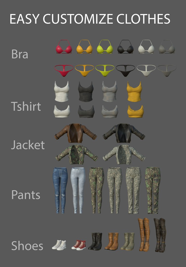 Female Character Pack Customize 3D Model - TurboSquid 1401151