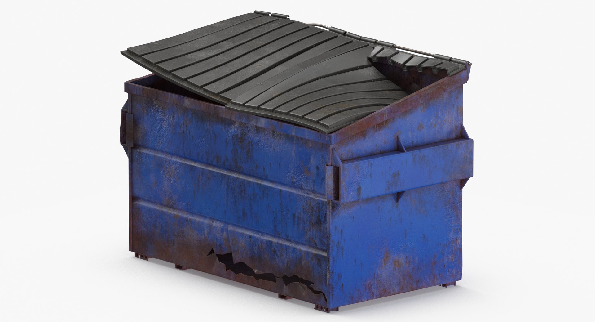 Front Load Dumpster Damaged Open and Closed 3D model - TurboSquid 1896797