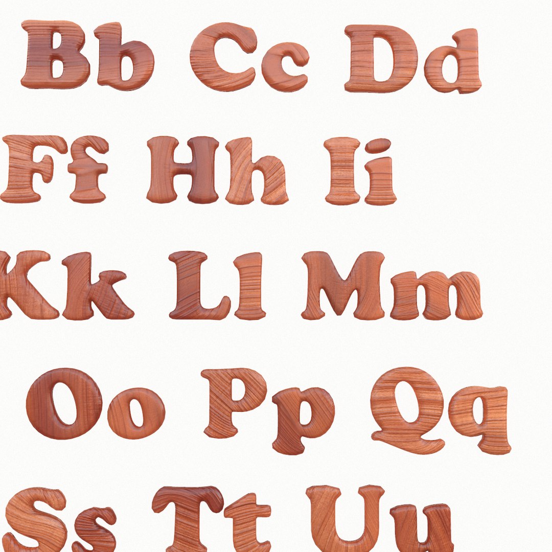 3D Model Modeled Alphabet Pack Wood - TurboSquid 1401694