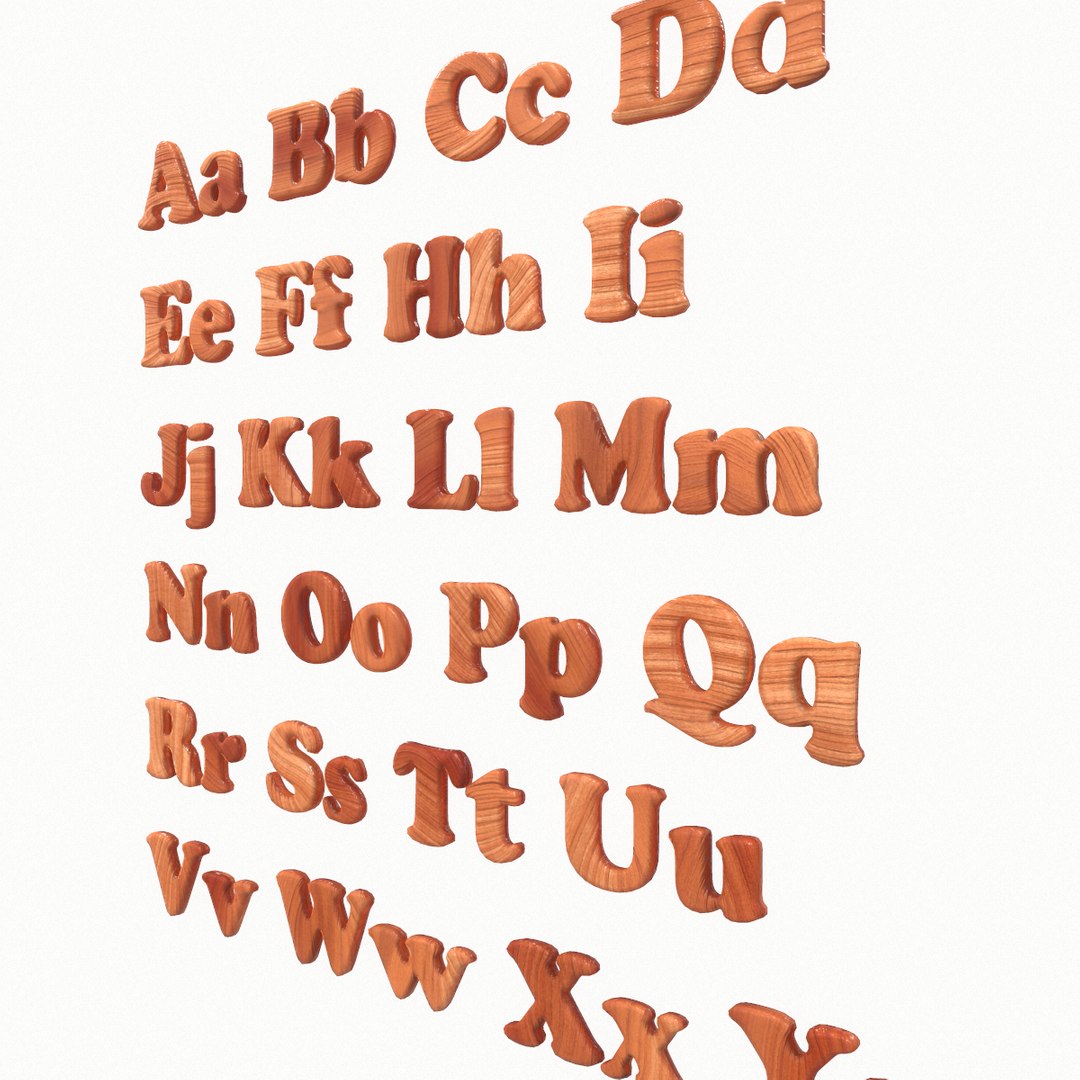 3D Model Modeled Alphabet Pack Wood - TurboSquid 1401694