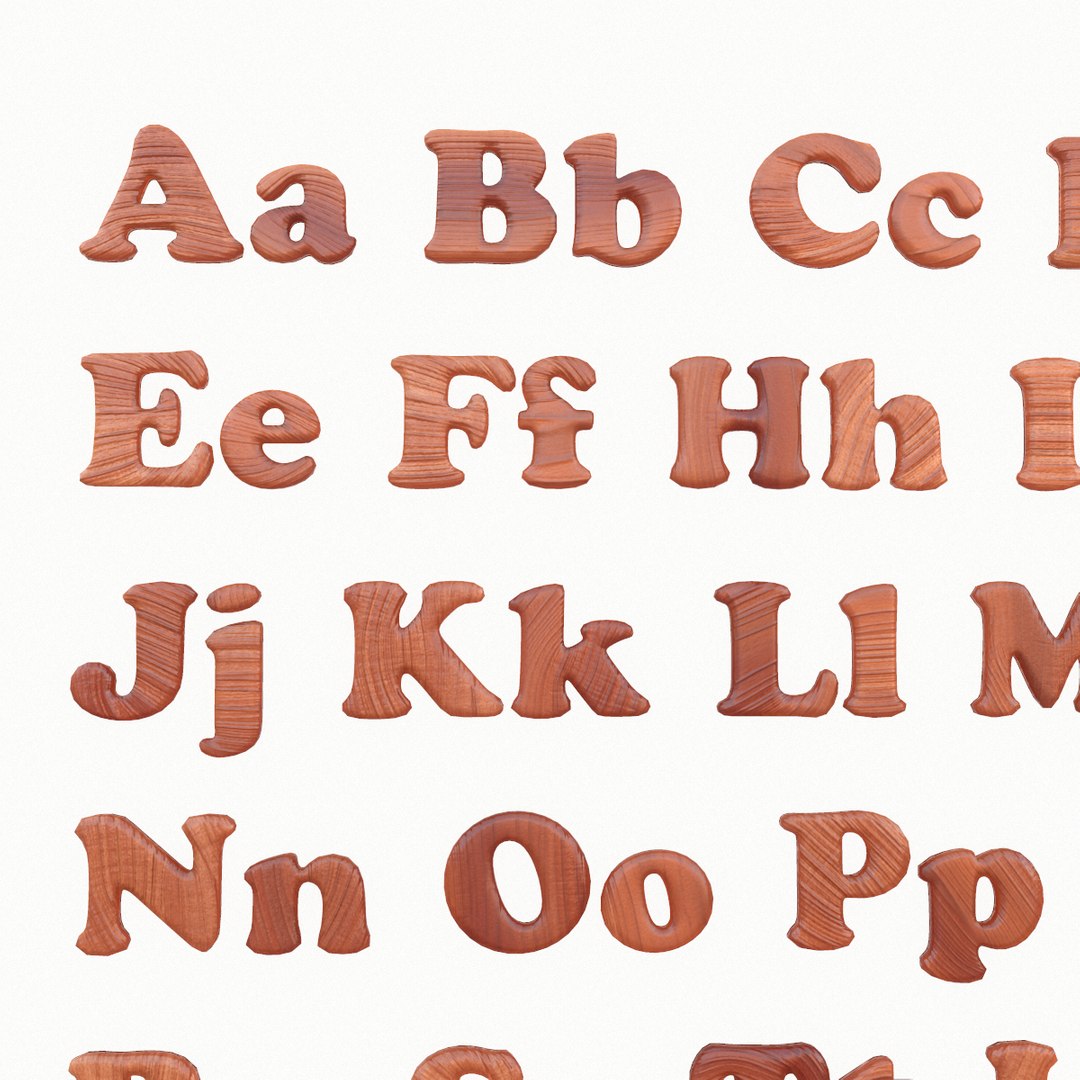 3D Model Modeled Alphabet Pack Wood - TurboSquid 1401694