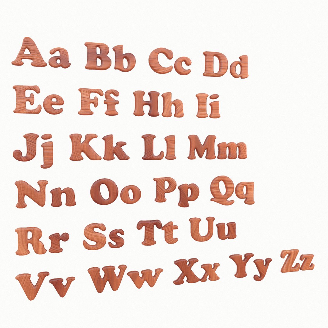 3D Model Modeled Alphabet Pack Wood - TurboSquid 1401694