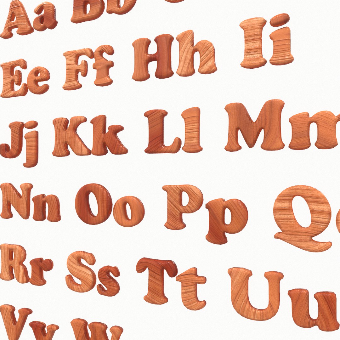 3D Model Modeled Alphabet Pack Wood - TurboSquid 1401694